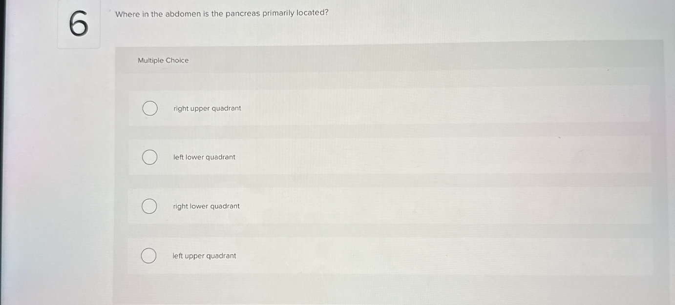 Where in the abdomen is the pancreas | StudyX