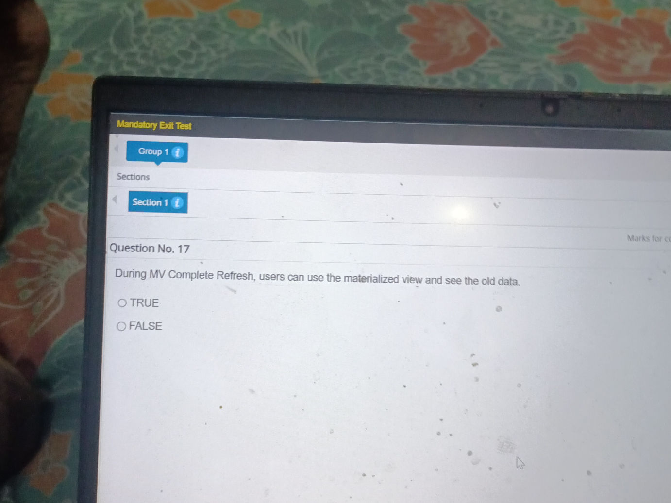 Question No. 17 During MV Complete Refresh, | StudyX