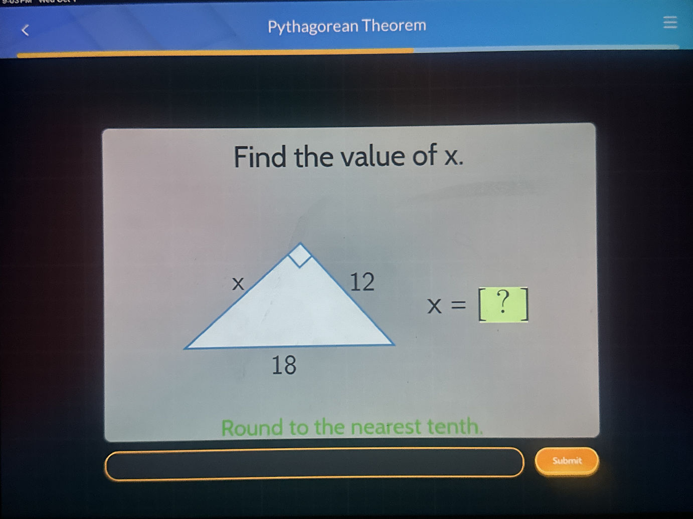Find the value of x. *Diagram of a right | StudyX