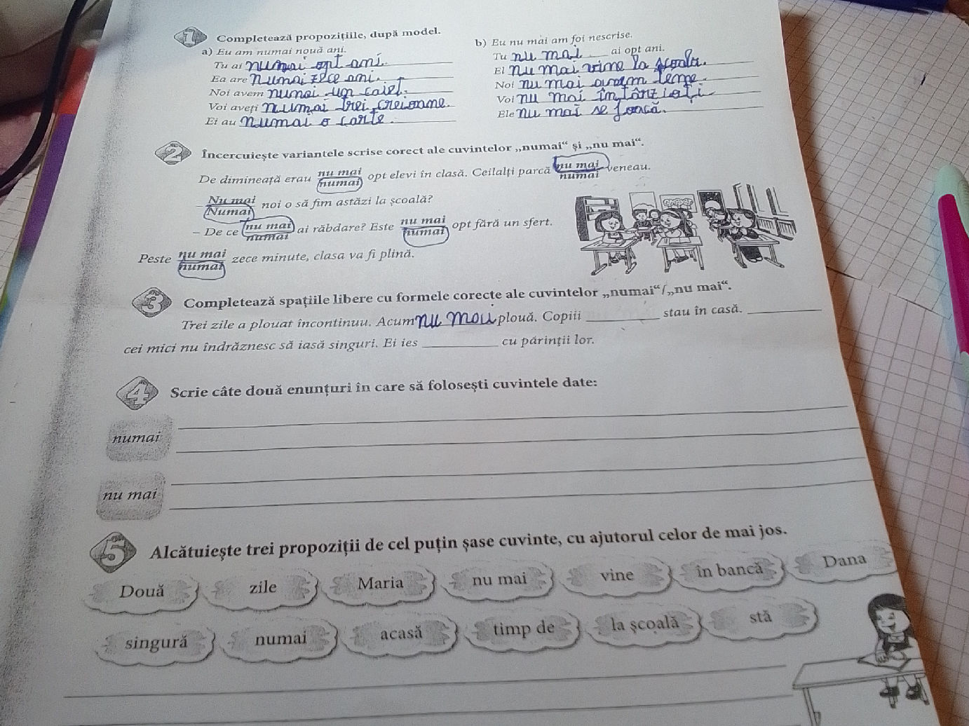 Completează propozițiile, după model. a) Eu | StudyX