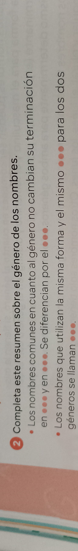 Completa este resumen sobre el género de los | StudyX
