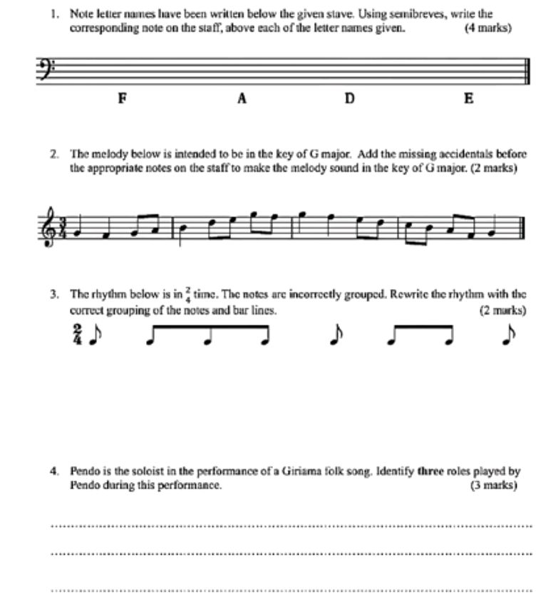 1. Note letter names have been written below | StudyX