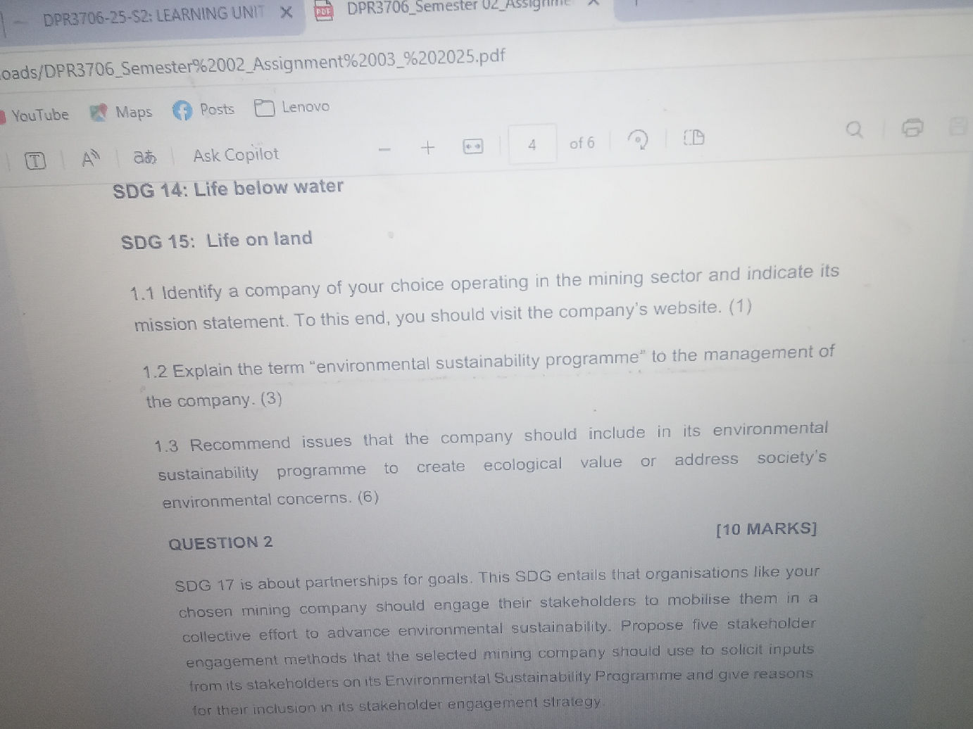 SDG 14: Life below water SDG 15: Life on | StudyX