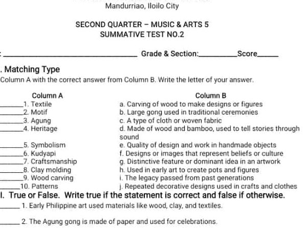 II. True or False. Write true if the | StudyX