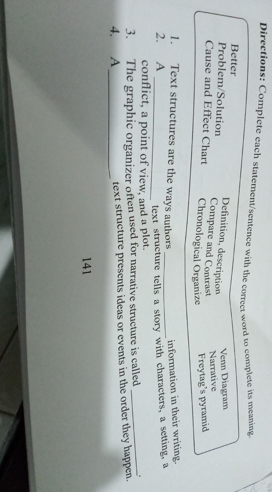 Directions: Complete each statement/sentence | StudyX