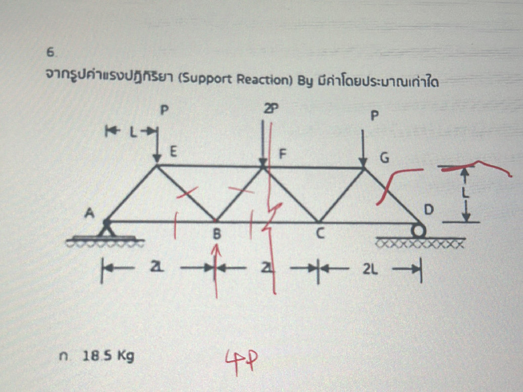 6. จากรูปค่าแรงปฏิกิริยา (Support Reaction) | StudyX