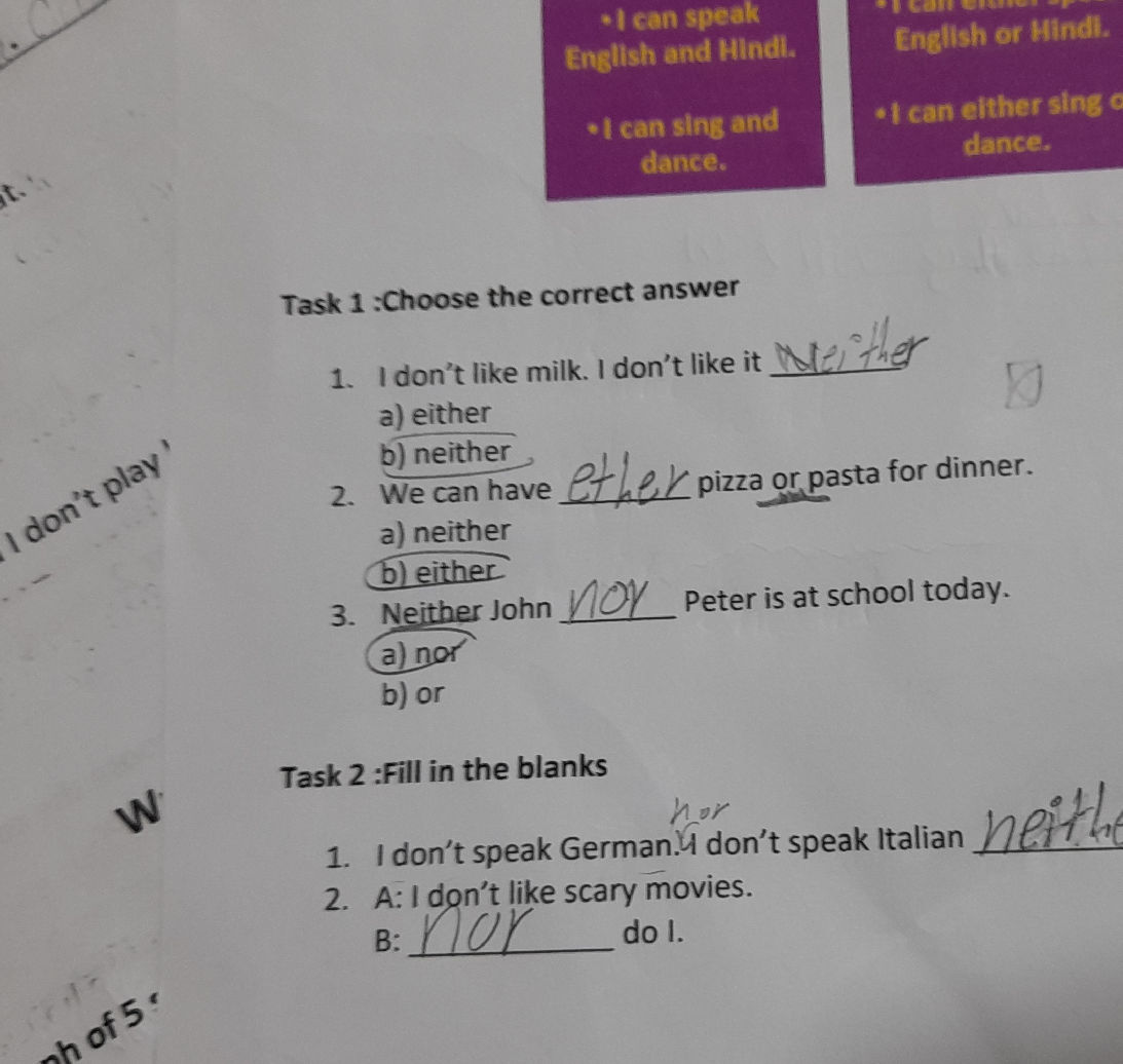Task 1 :Choose the correct answer 1. I | StudyX