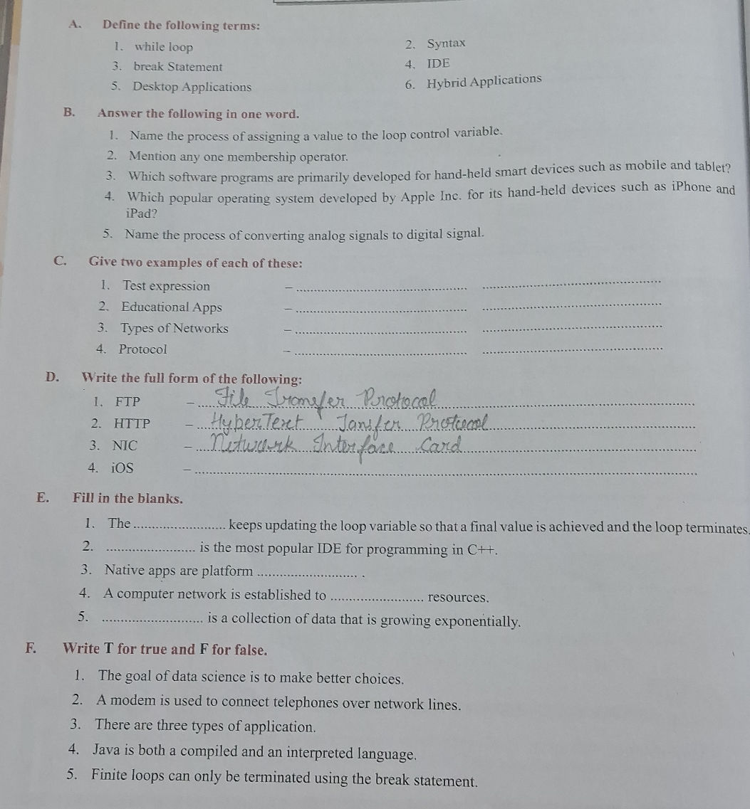 C. Give two examples of each of these: 1. | StudyX