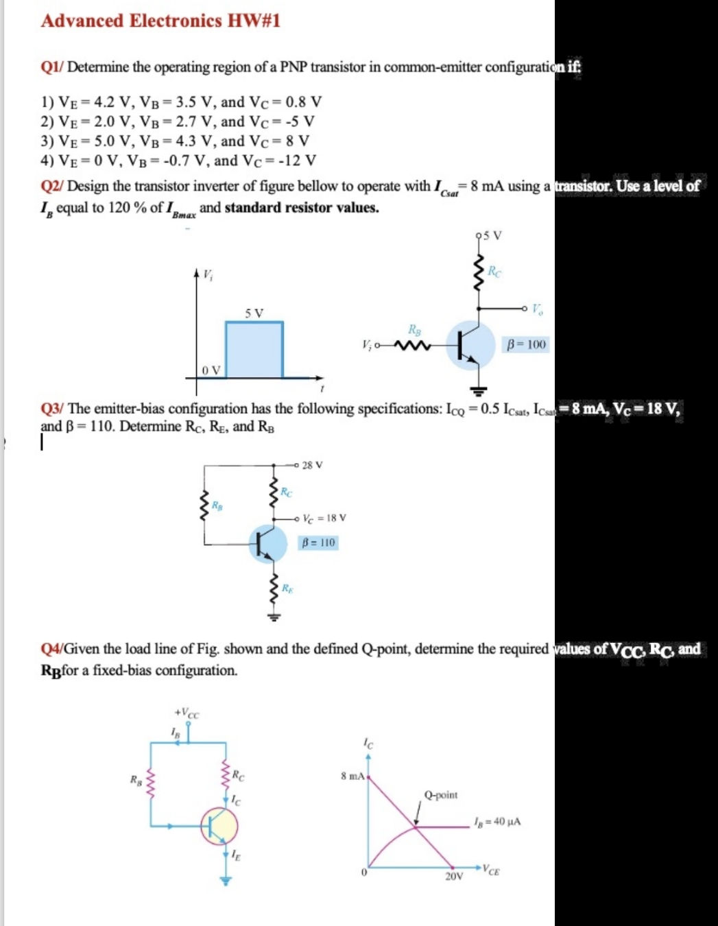 Q1/ Determine the operating region of a PNP | StudyX