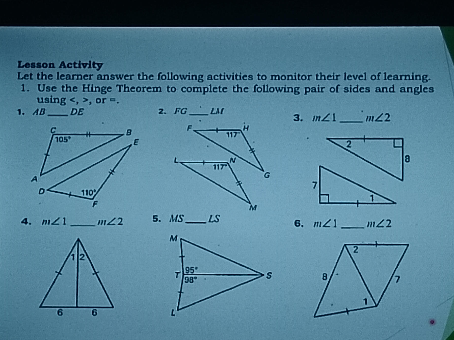 2. $FG { {1cm}} LM$ (Diagram for Q2 shows | StudyX