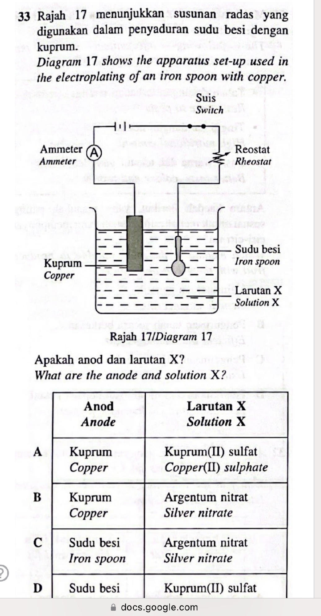Rajah 17 menunjukkan susunan radas yang | StudyX