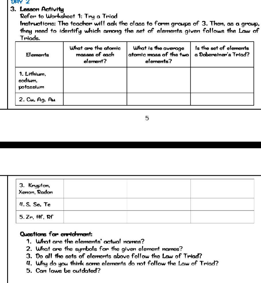 DAY 2 3. Lesson Activity Refer to Worksheet | StudyX