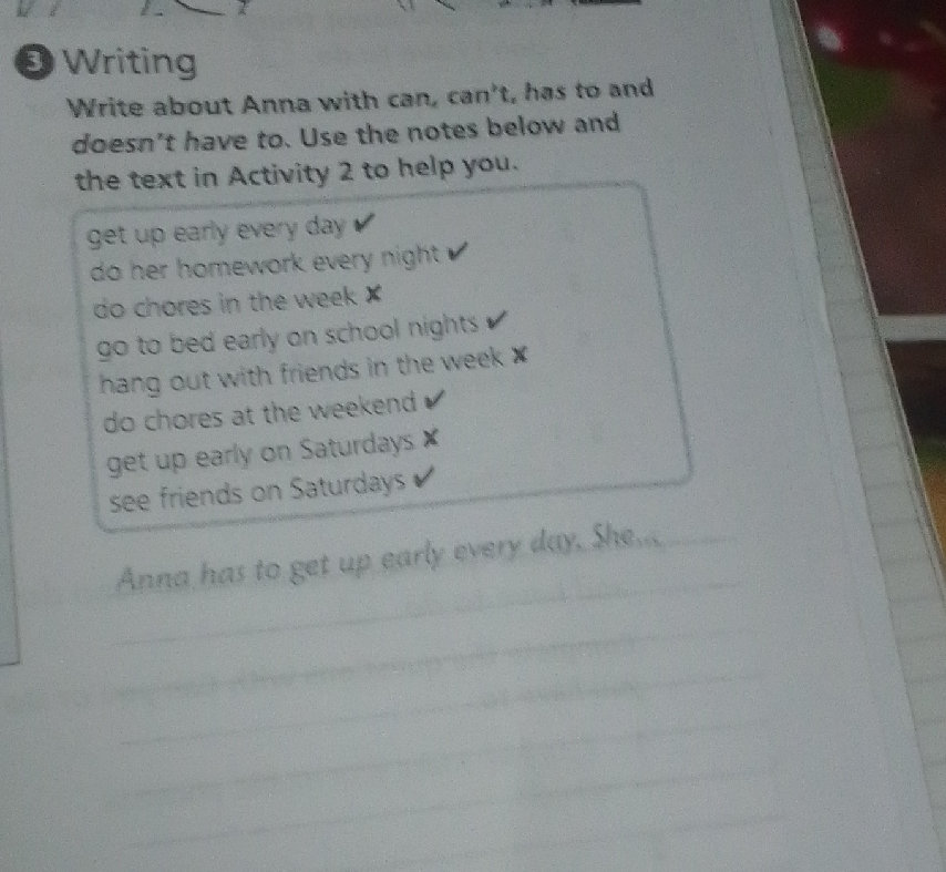 3 Writing Write about Anna with can, can't, | StudyX