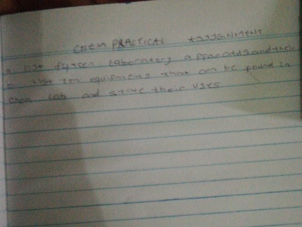CHEM PRACTICAL ASSIGNMENT 1. List fifteen | StudyX