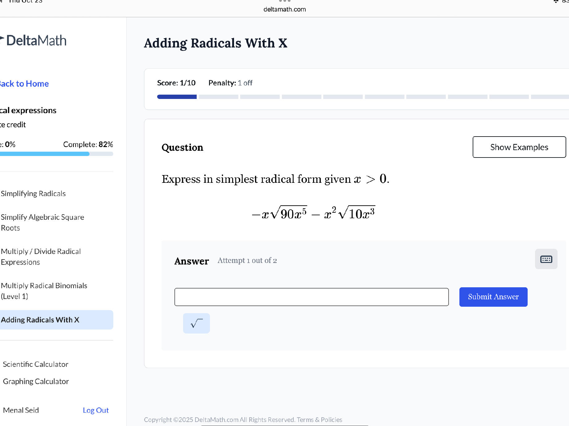 Express in simplest radical form given $x > | StudyX