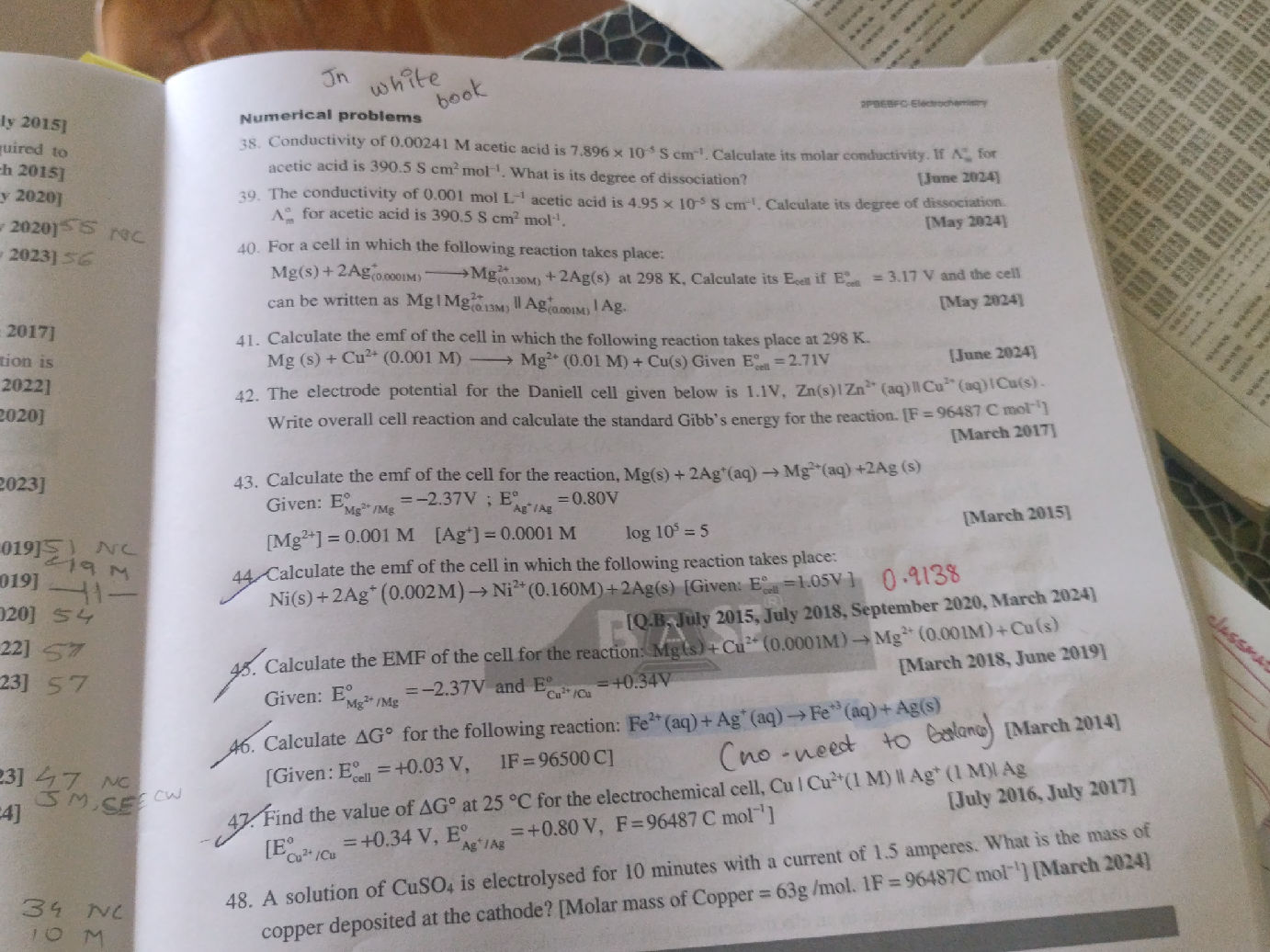 38. Conductivity of 0.00241 M acetic acid is | StudyX