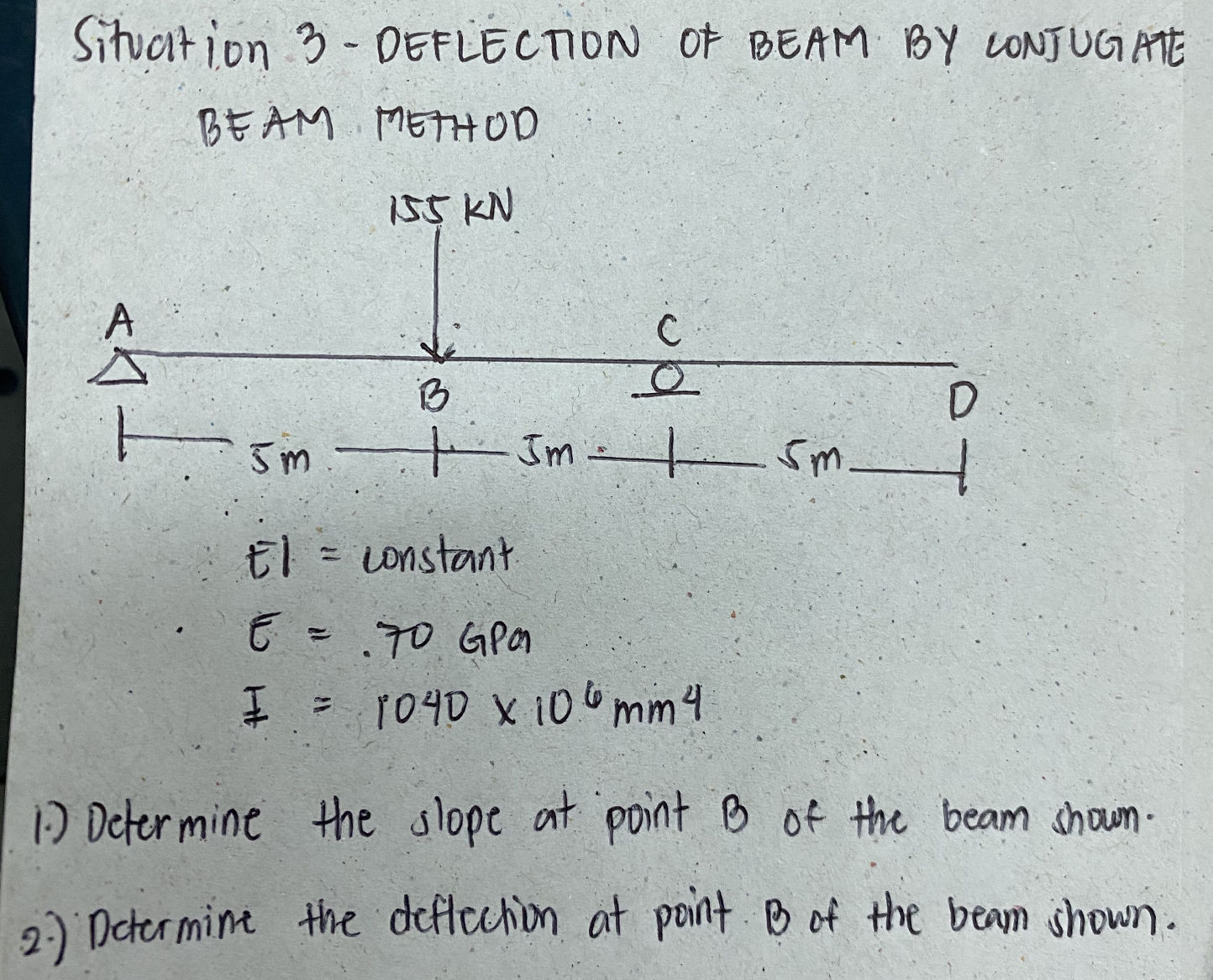 Situation 3 - DEFLECTION OF BEAM BY | StudyX