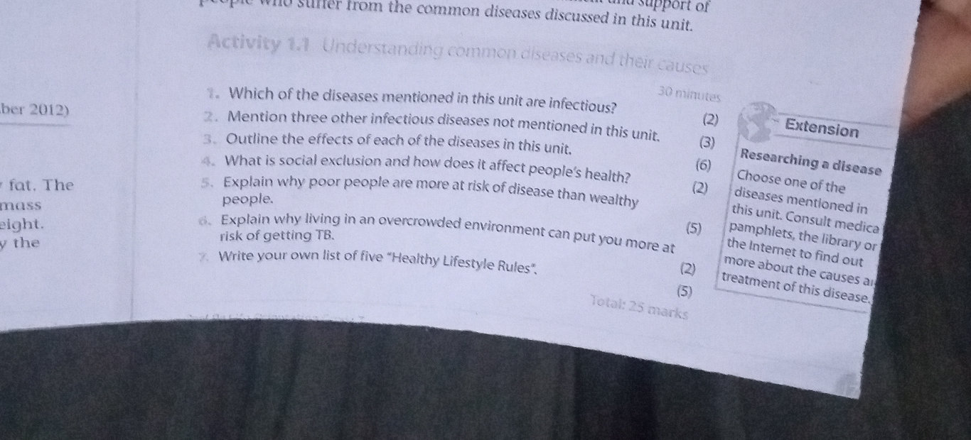 Activity 1.1 Understanding common diseases | StudyX