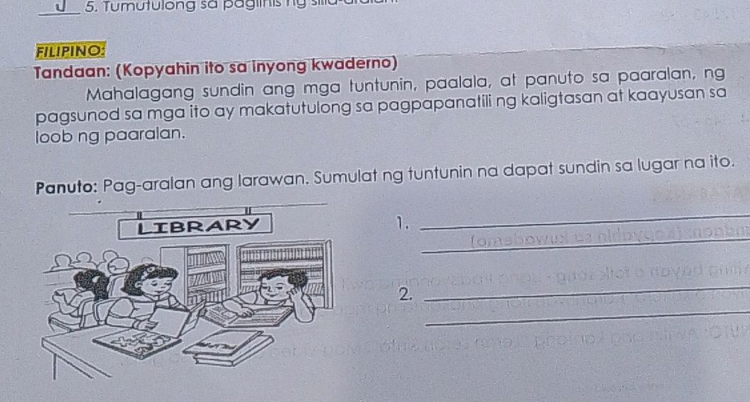FILIPINO: Tandaan: (Kopyahin ito sa inyong