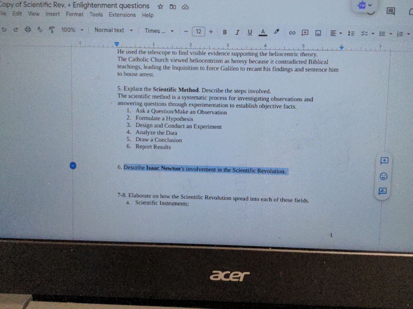 5. Explain the Scientific Method. Describe | StudyX