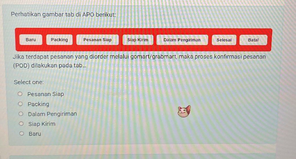 Perhatikan gambar tab di APO berikut: | StudyX