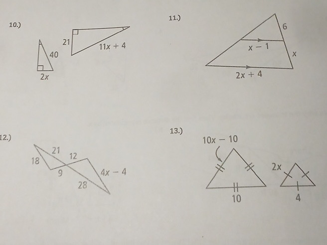 13.) The diagram shows two similar isosceles | StudyX