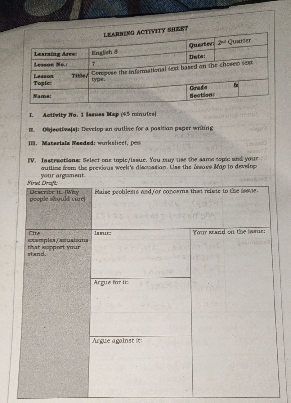 Activity No. 1 Issues Map (45 minutes) | StudyX
