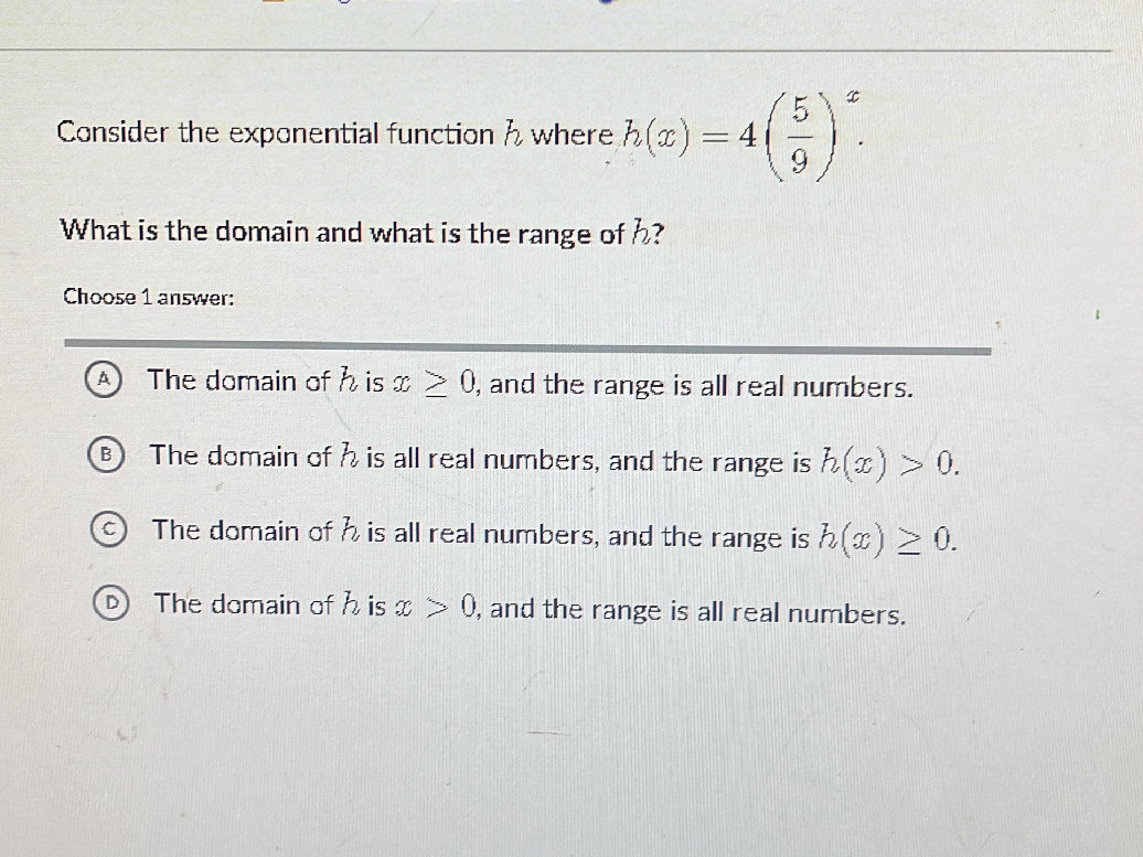 Consider the exponential function $h$ where | StudyX