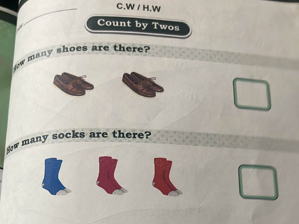 C.W / H.W **Count by Twos** How many shoes | StudyX