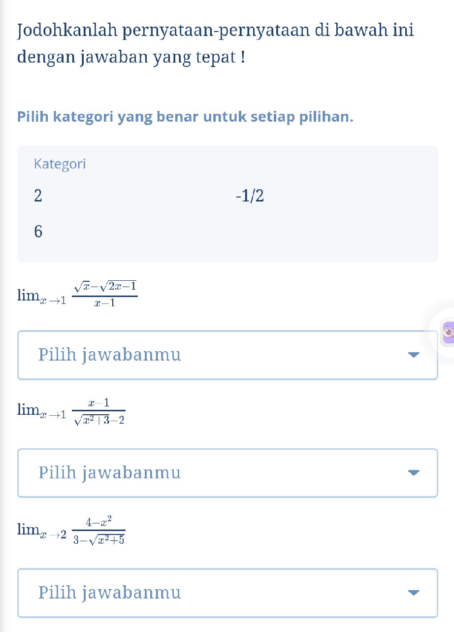 Jodohkanlah pernyataan-pernyataan di bawah | StudyX