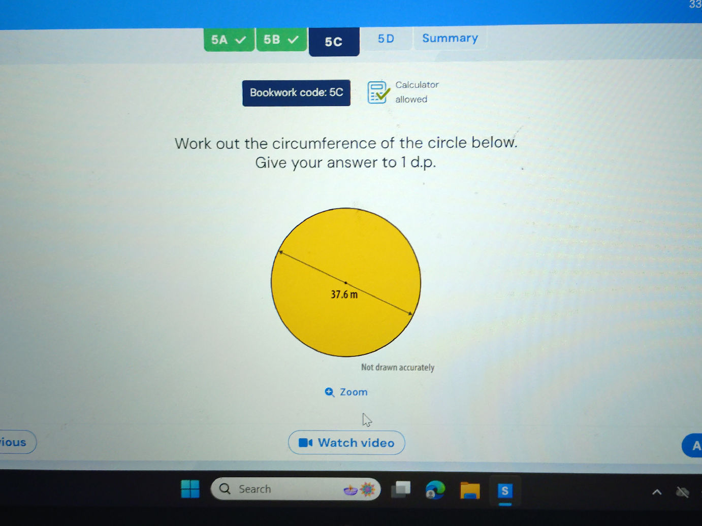 Bookwork code: 5C Calculator allowed Work | StudyX