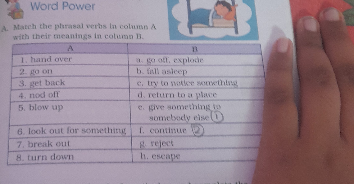 Word Power A. Match the phrasal verbs in | StudyX