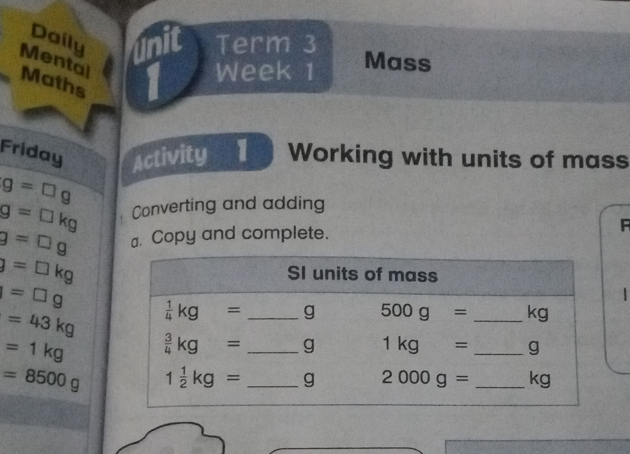 Activity 1 Working with units of mass | StudyX