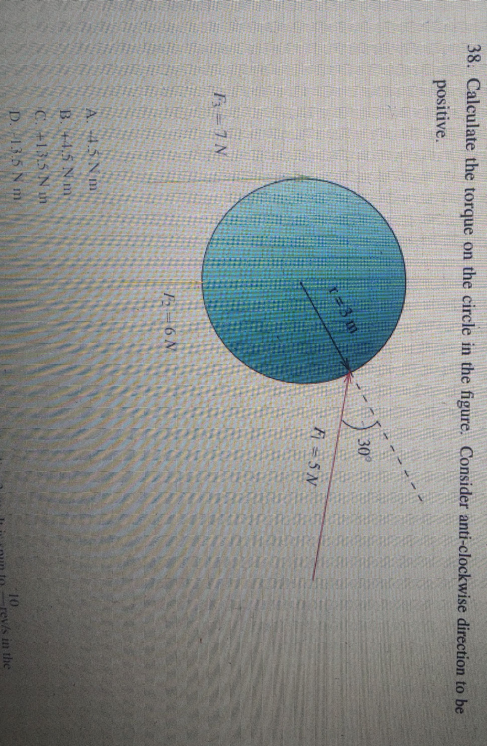 38. Calculate the torque on the circle in | StudyX