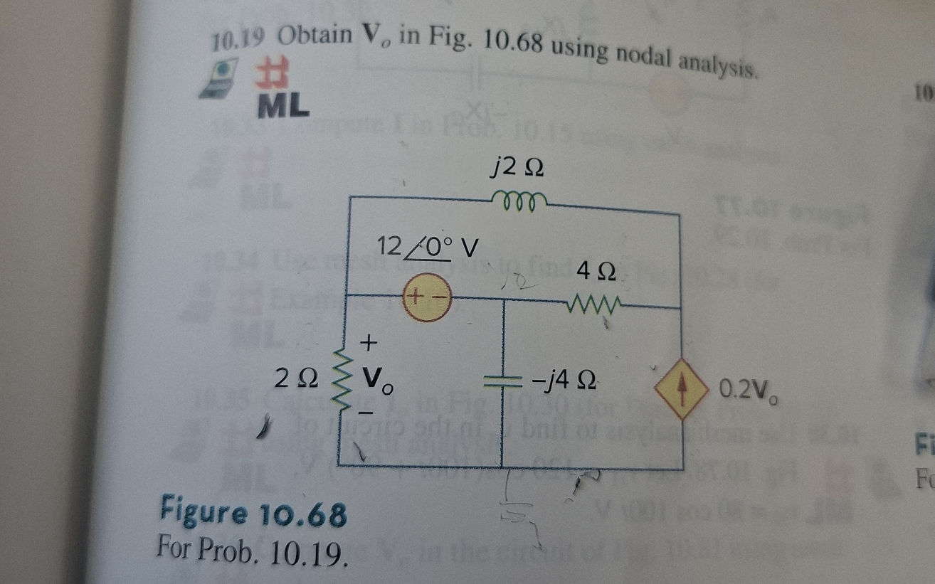 Obtain $V_o$ in Fig. 10.68 using nodal | StudyX
