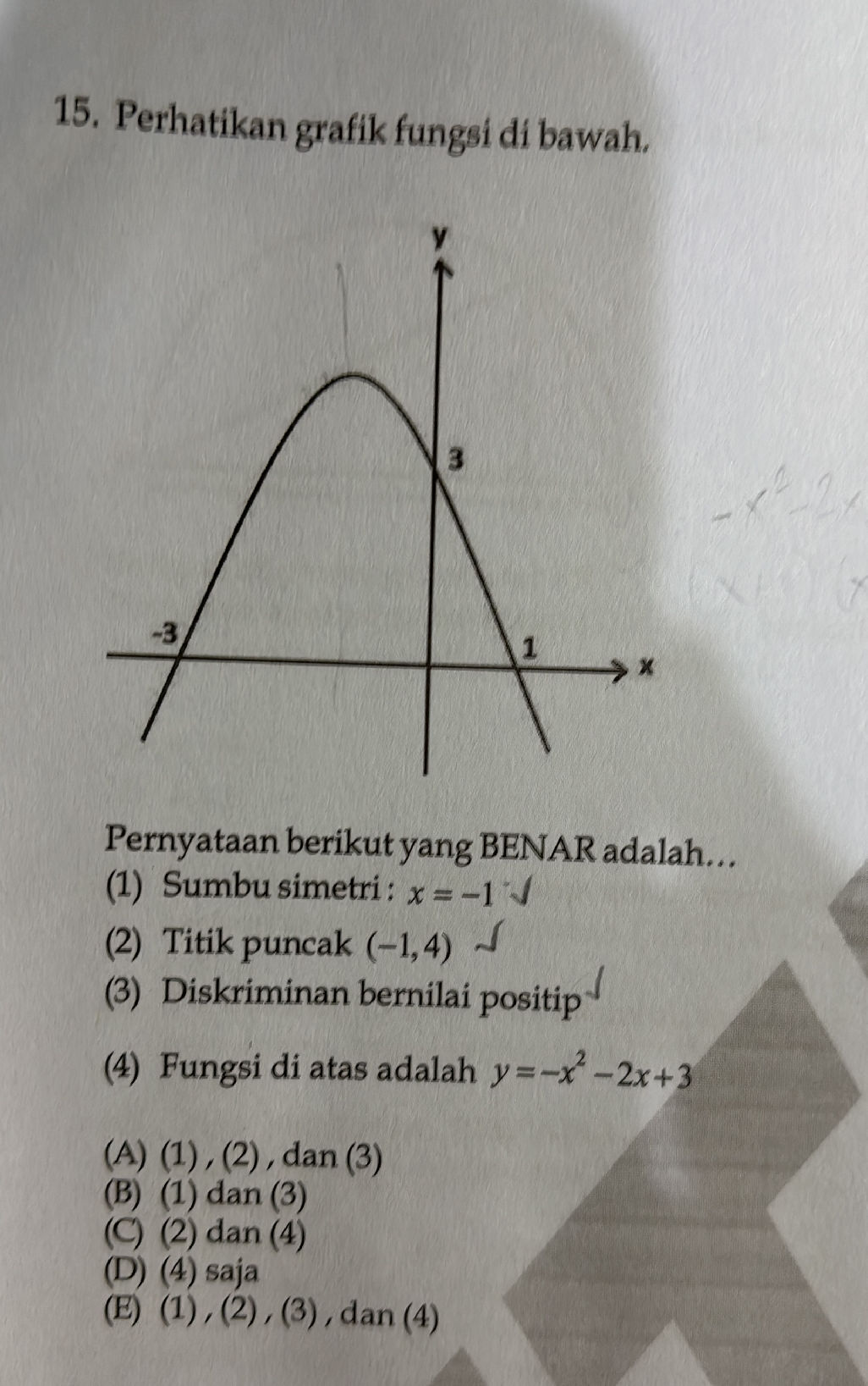 Perhatikan grafik fungsi di bawah. [Grafik | StudyX