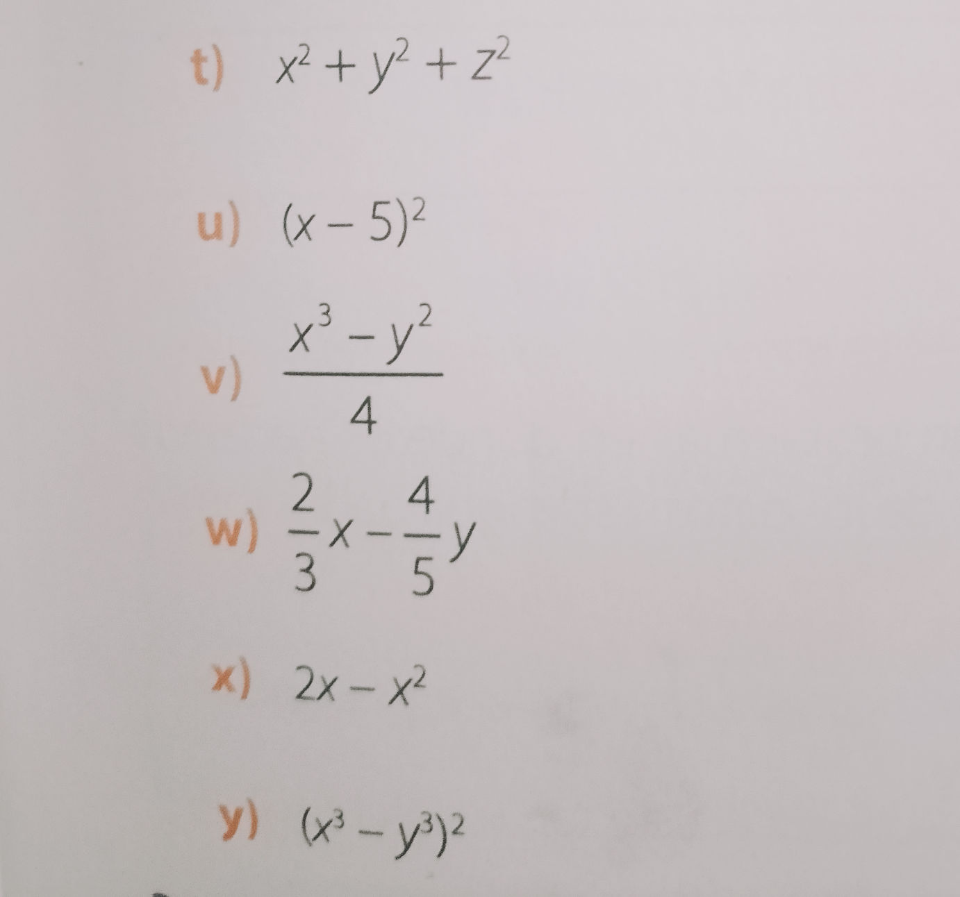 Algebraic Expression x^2 + y^2 + z^2 | StudyX