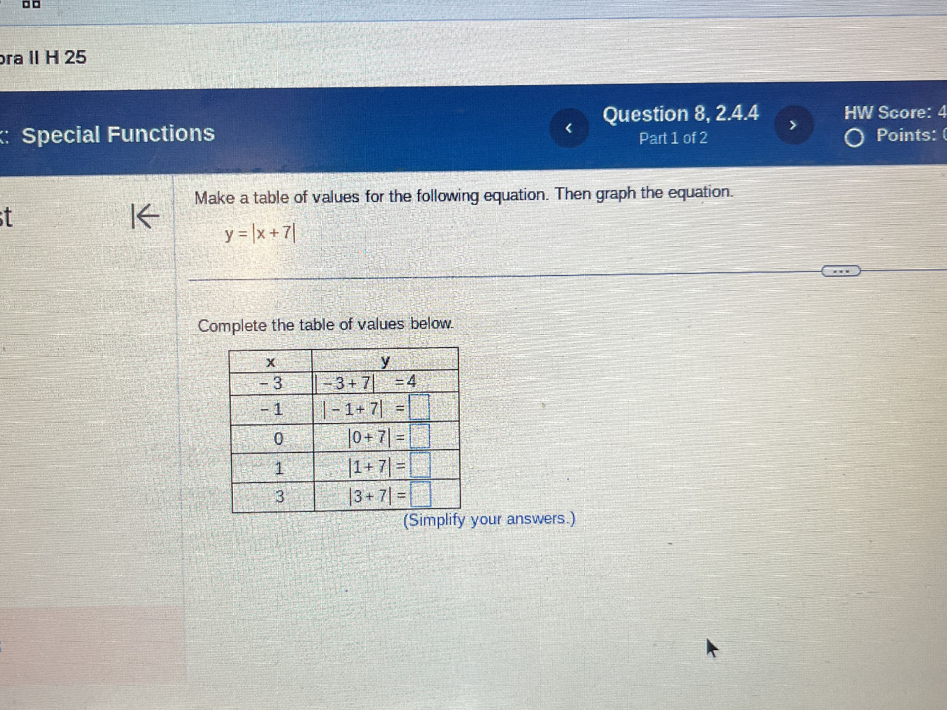 Make a table of values for the following | StudyX
