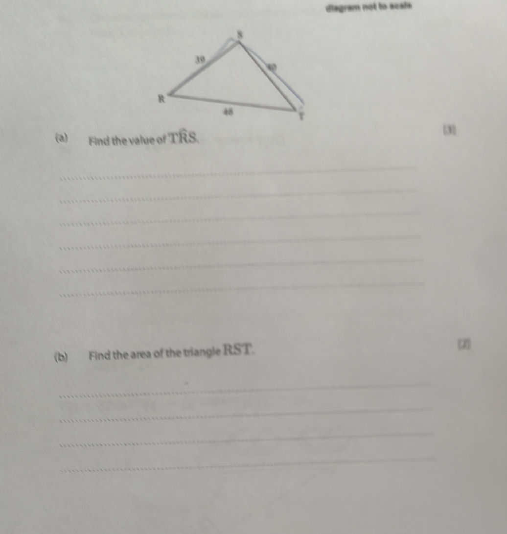 The diagram shows triangle RST with side | StudyX