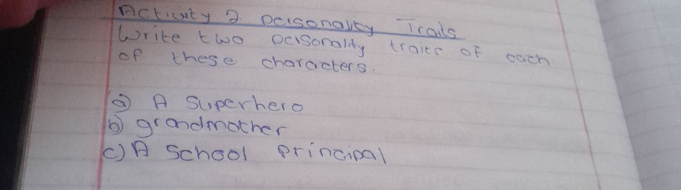 Activity 2 Personality Traits Write two | StudyX