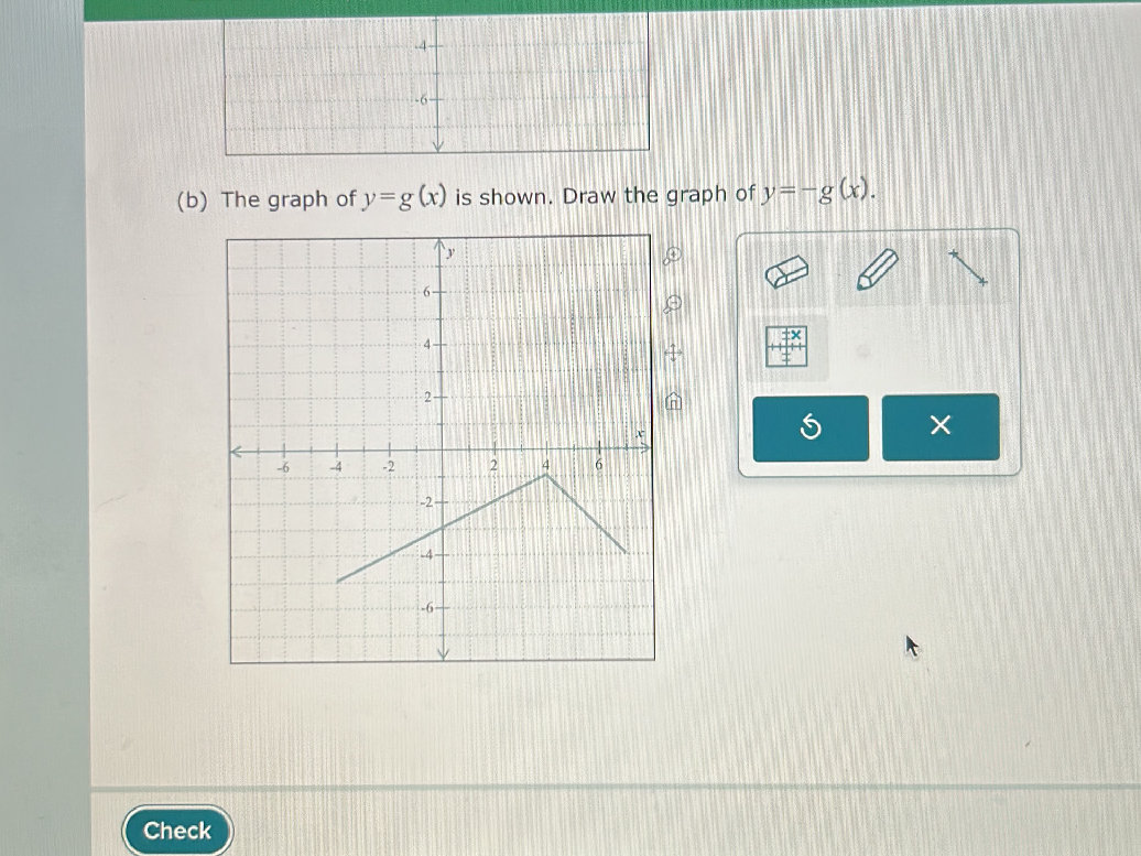 (b) The graph of $y=g(x)$ is shown. Draw the | StudyX