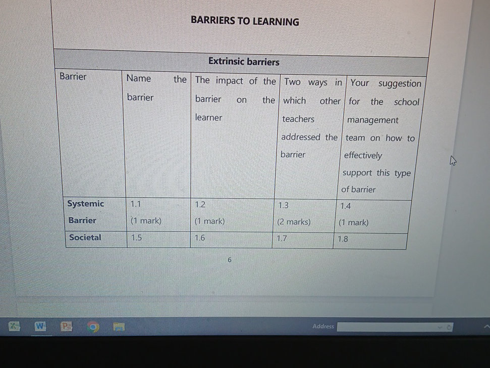 BARRIERS TO LEARNING Extrinsic barriers | | StudyX
