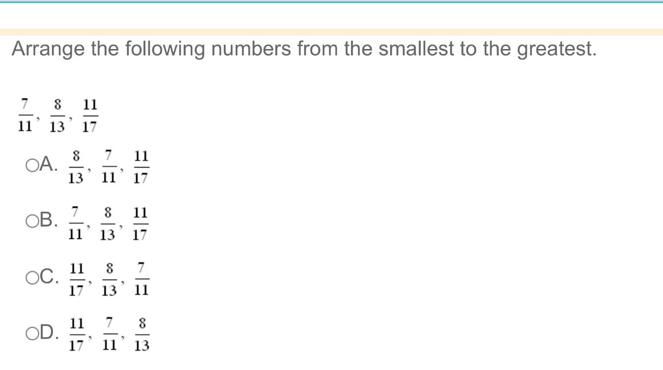 Arrange the following numbers from the | StudyX