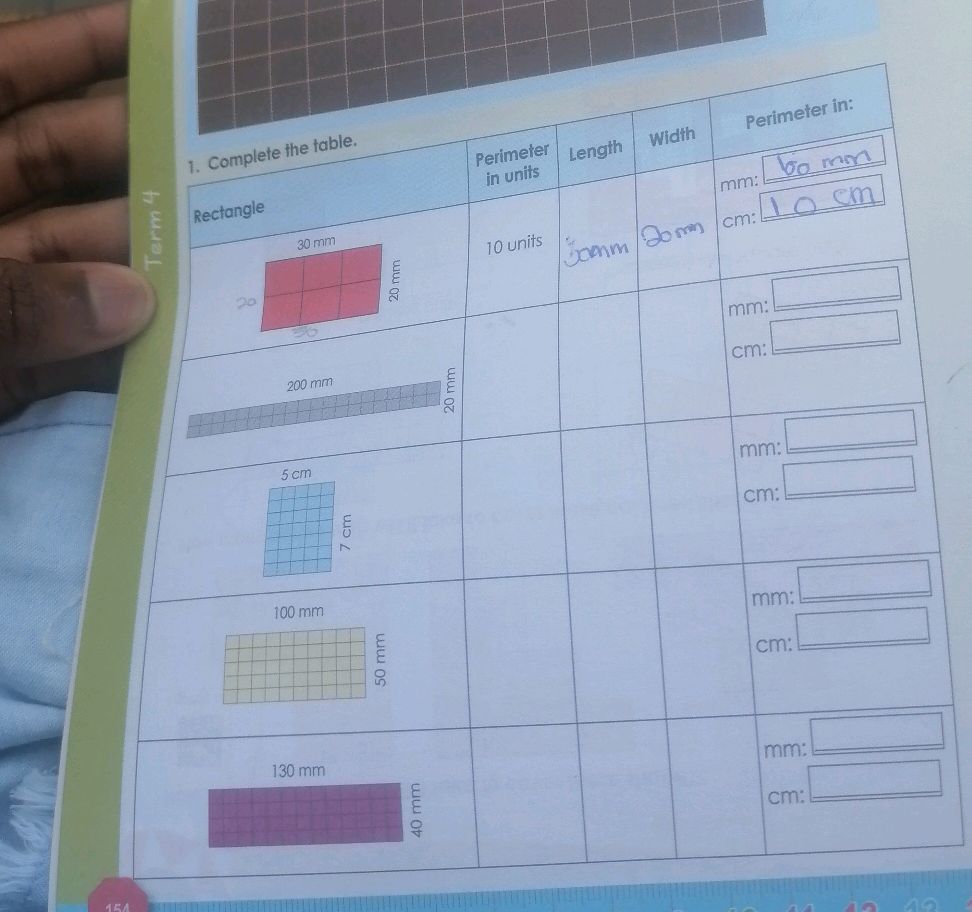 1. Complete the table. | Rectangle | | StudyX