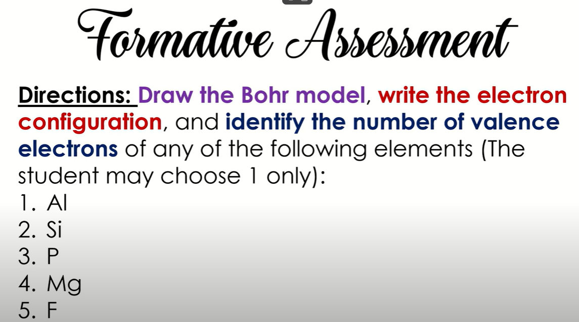 Directions: Draw the Bohr model, write the | StudyX