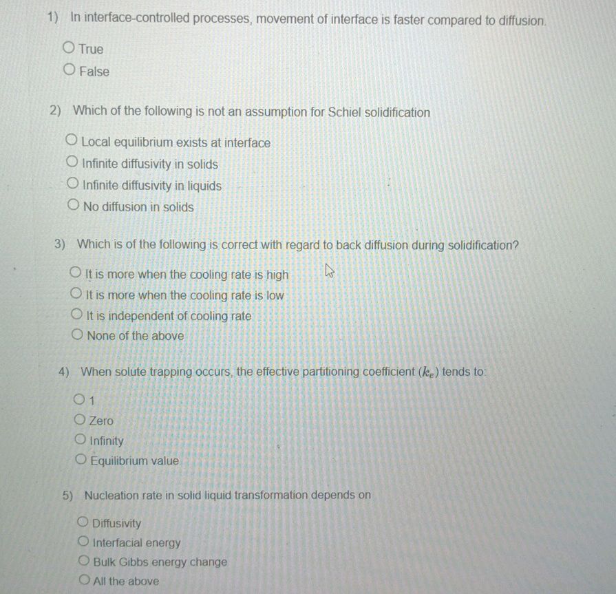1) In interface-controlled processes, | StudyX