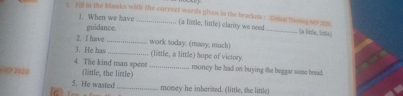 V. Fill in the blanks with the correct words | StudyX