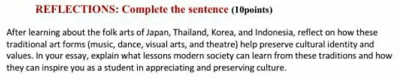 REFLECTIONS: Complete the sentence | StudyX