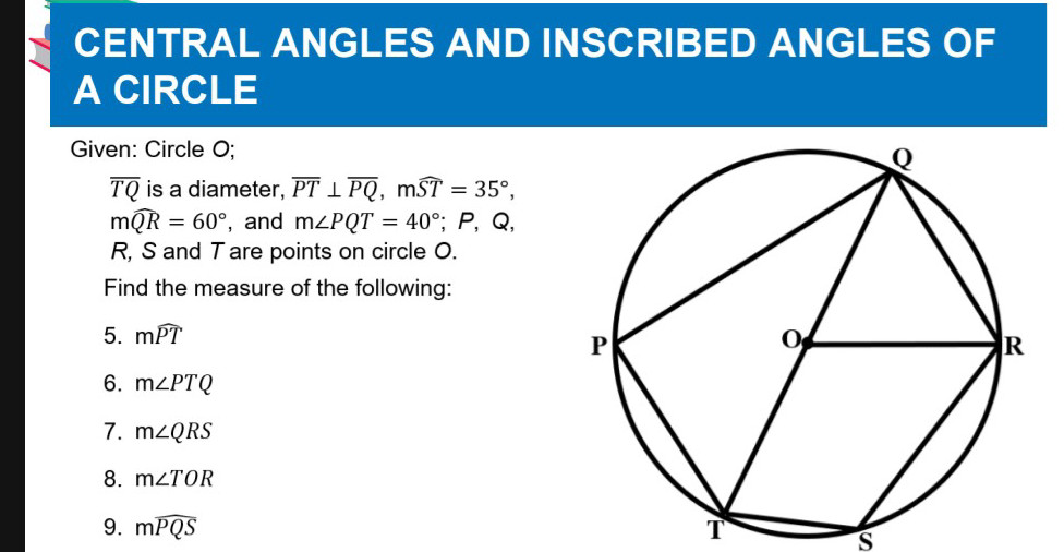 Given: Circle O; $ {TQ}$ is a diameter, $ | StudyX