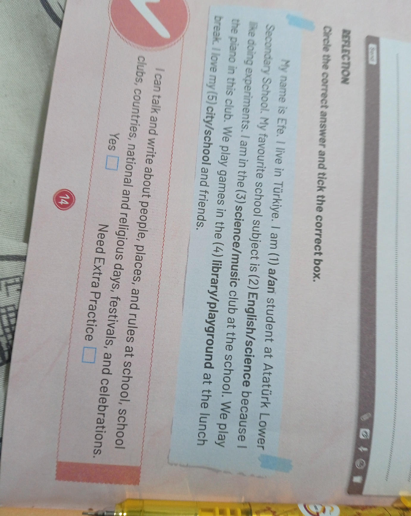 REFLECTION Circle the correct answer and | StudyX